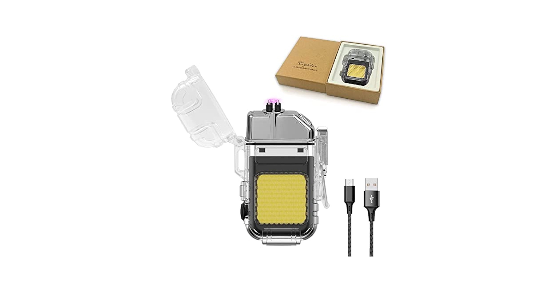 LED Flashlight Plasma Lighter – Rechargeable & Windproof